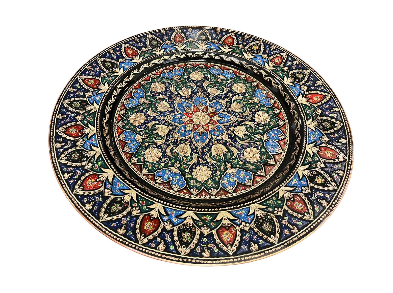 Hand Carved Copper Tray for sale at Pamono