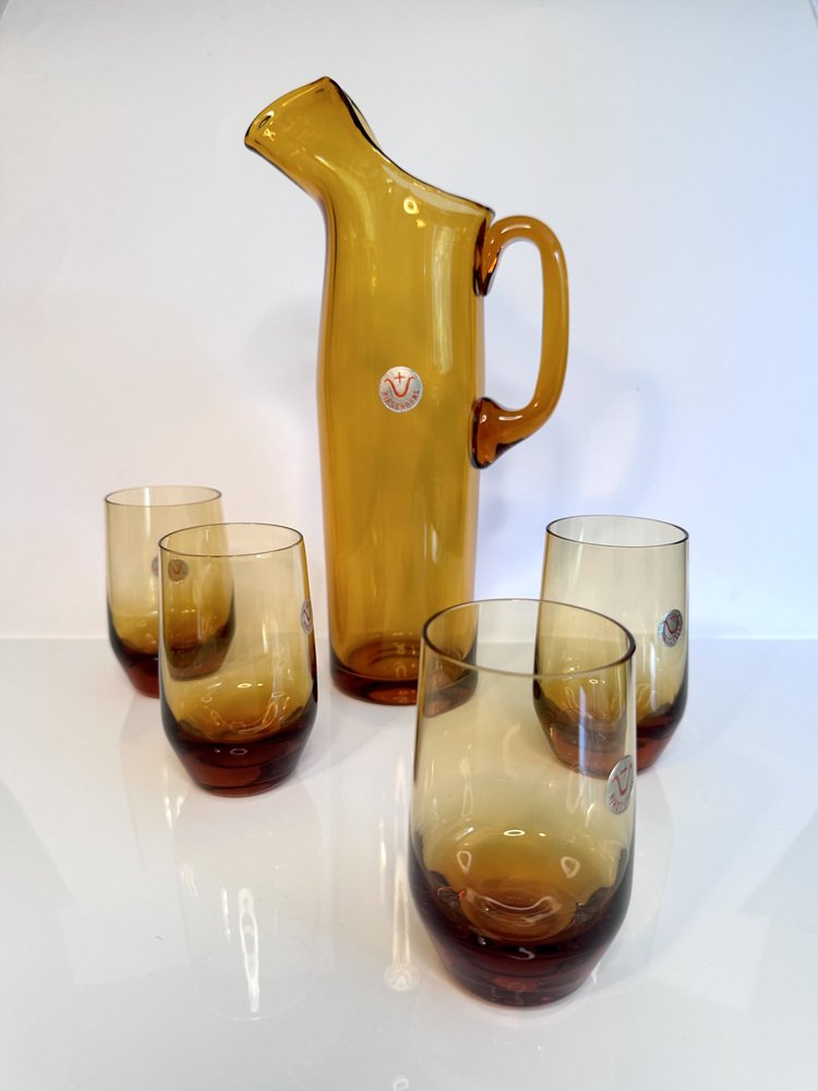 Amber Glass Carafe by Wilhelm Braun-Feldweg for Kristallglaswerke ...