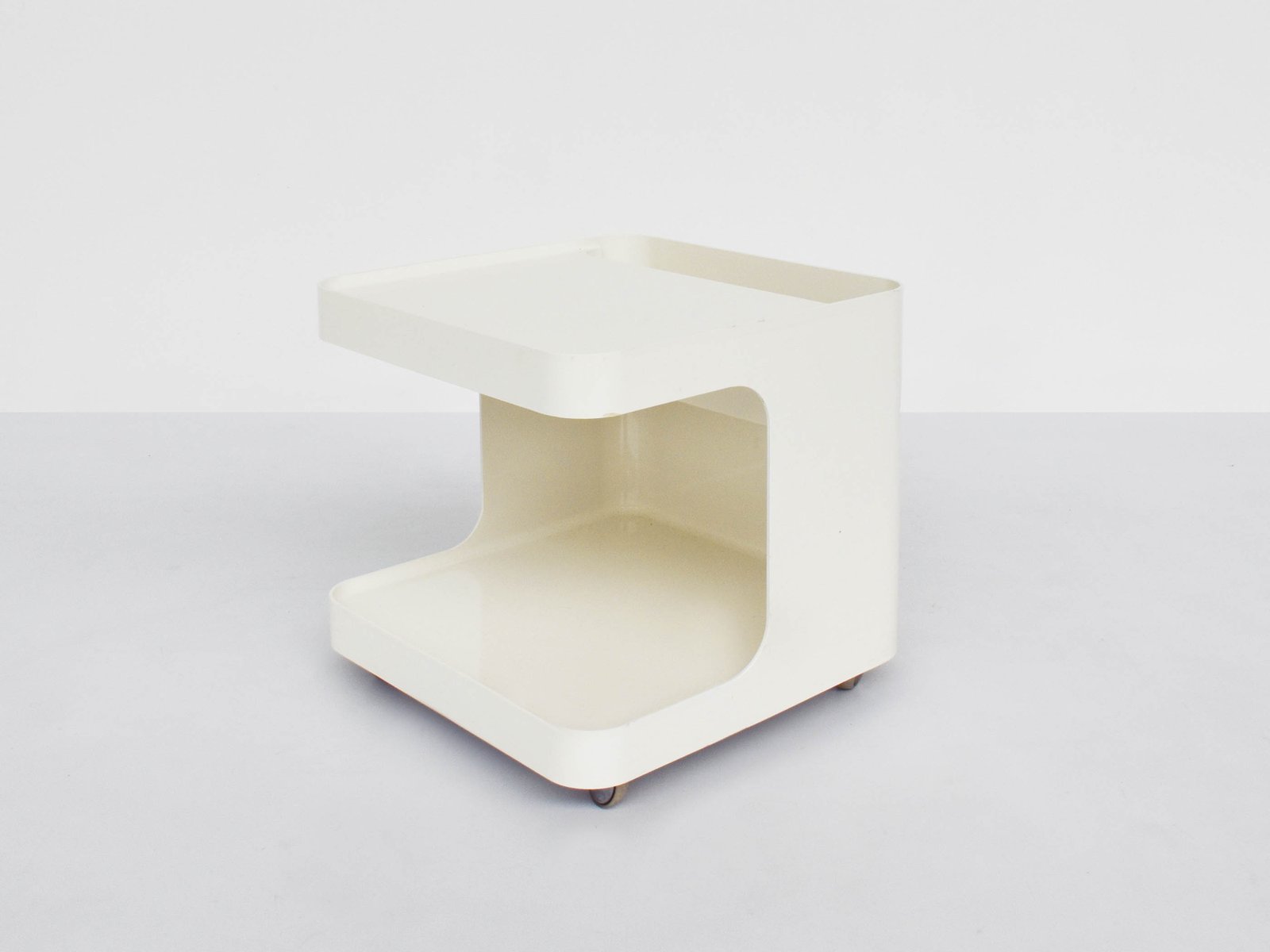 Space Age White Sliding Side Table with Magazine Holder by Marcello ...