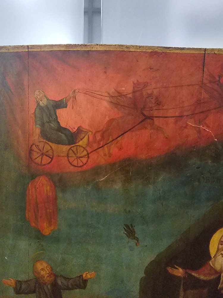 19th Century Orthodox Icon with Ascension of Elijah for sale at Pamono