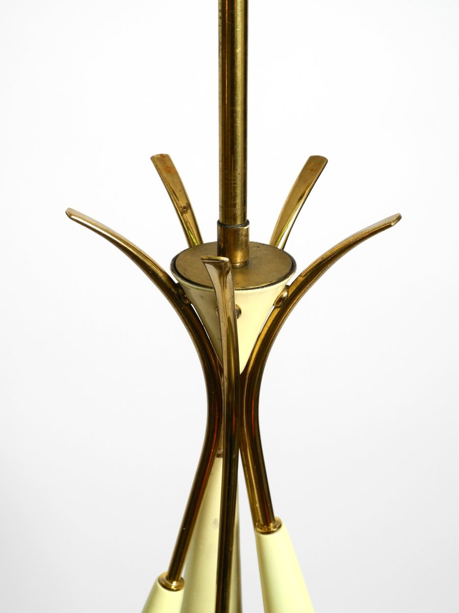 Mid-Century Modern Brass Ceiling Lamp with Five Arms with Cones ...