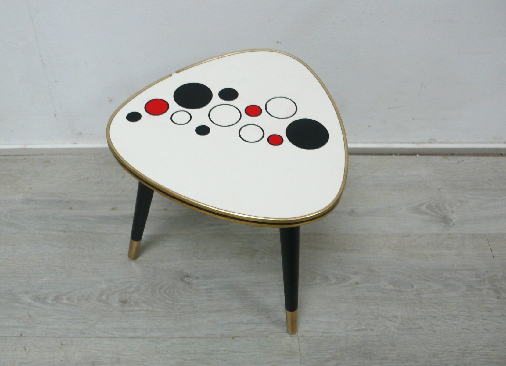 Small Mid-Century German Triangle-Shaped Side Table in White with ...