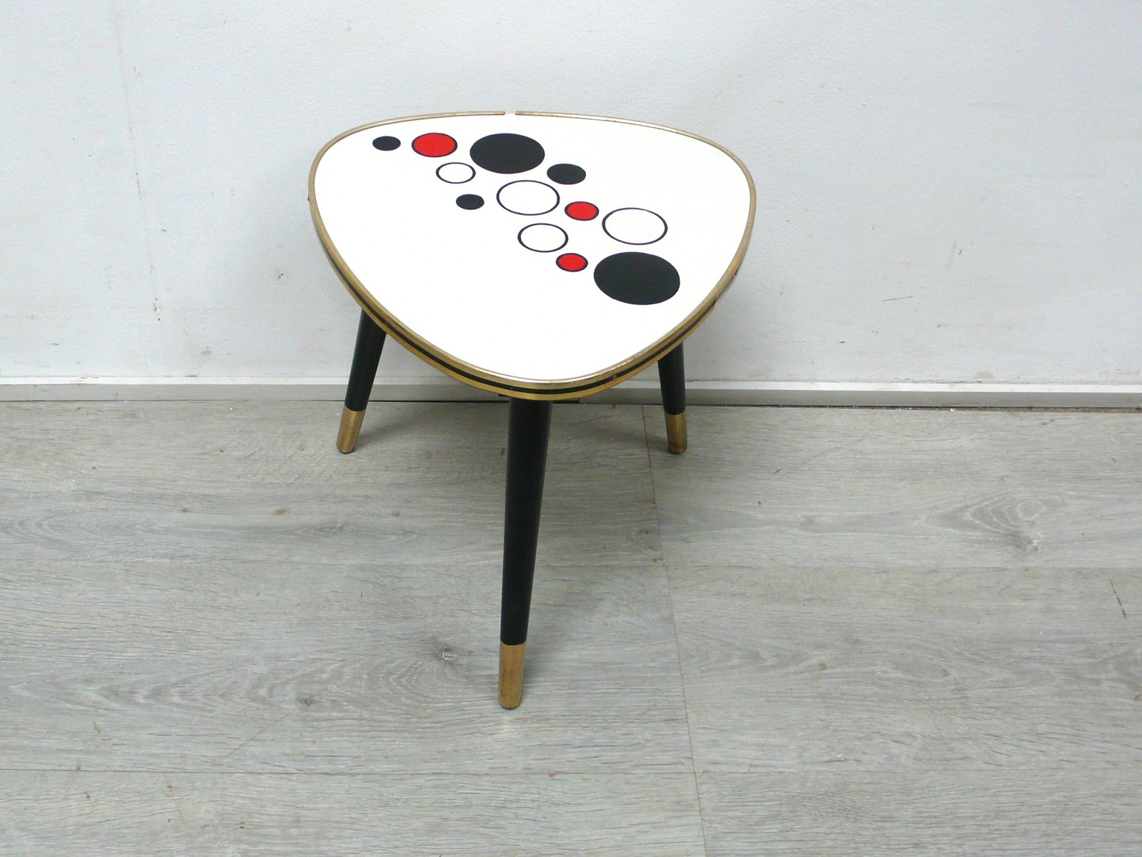 Small Mid-Century German Triangle-Shaped Side Table in White with ...