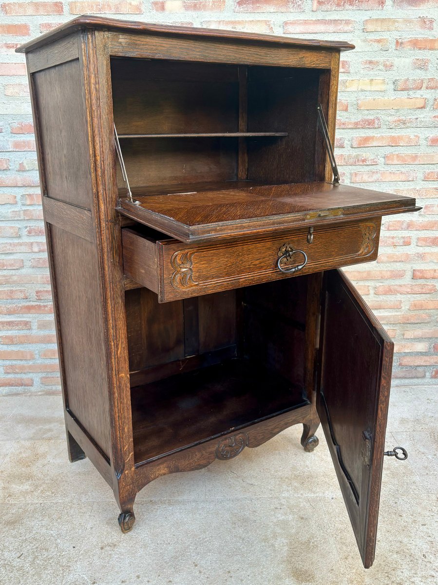French Walnut Drop Front Secretary, 1890s for sale at Pamono