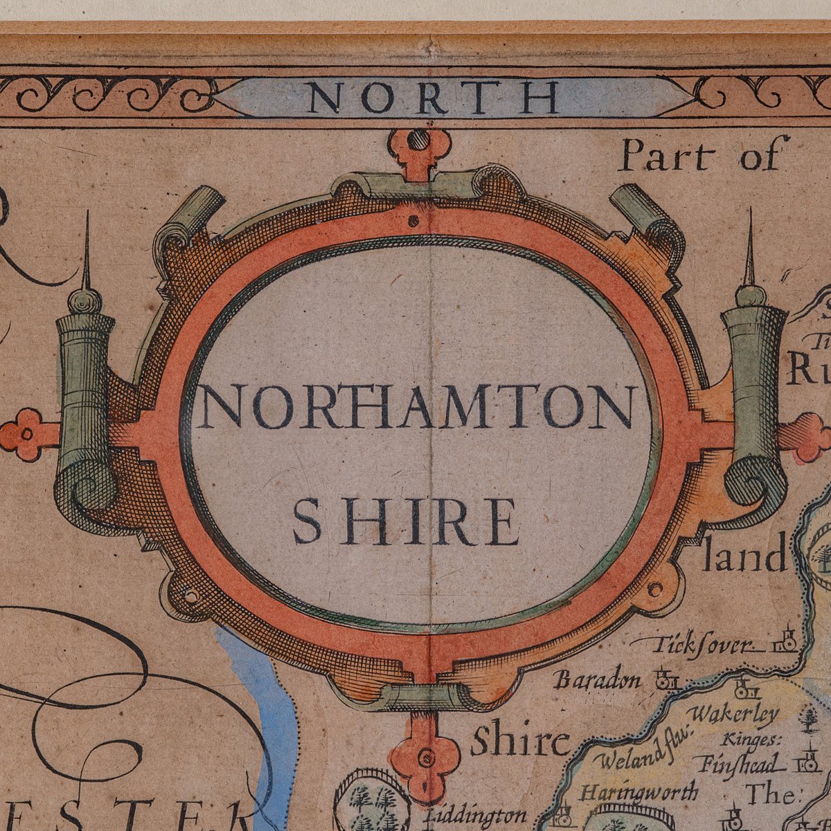 Large Antique Lithography Map of Northamptonshire by John Speed for ...