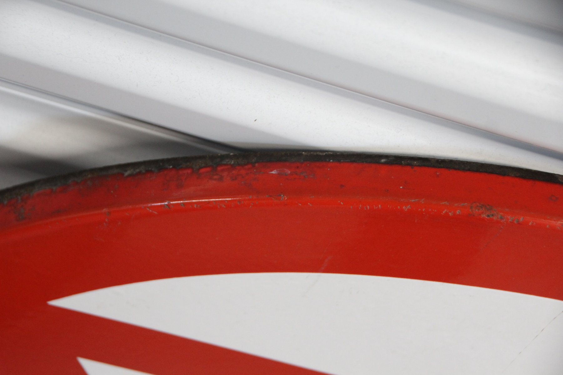 Red and White Enamel Metal Stop Traffic Sign, 1965 for sale at Pamono