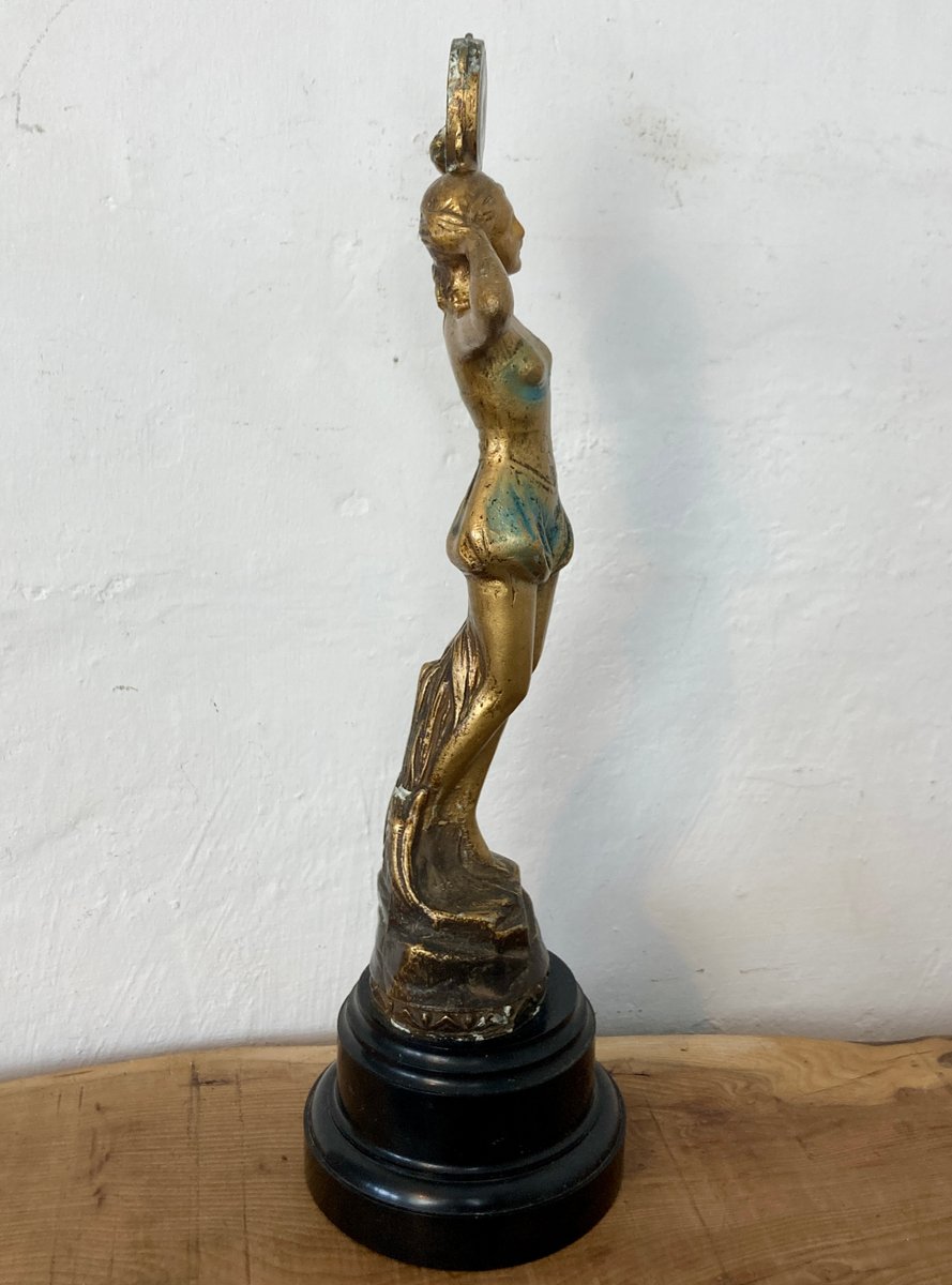 Art Deco Flapper Figure with Tambourine Sculpture, 1920s for sale at Pamono