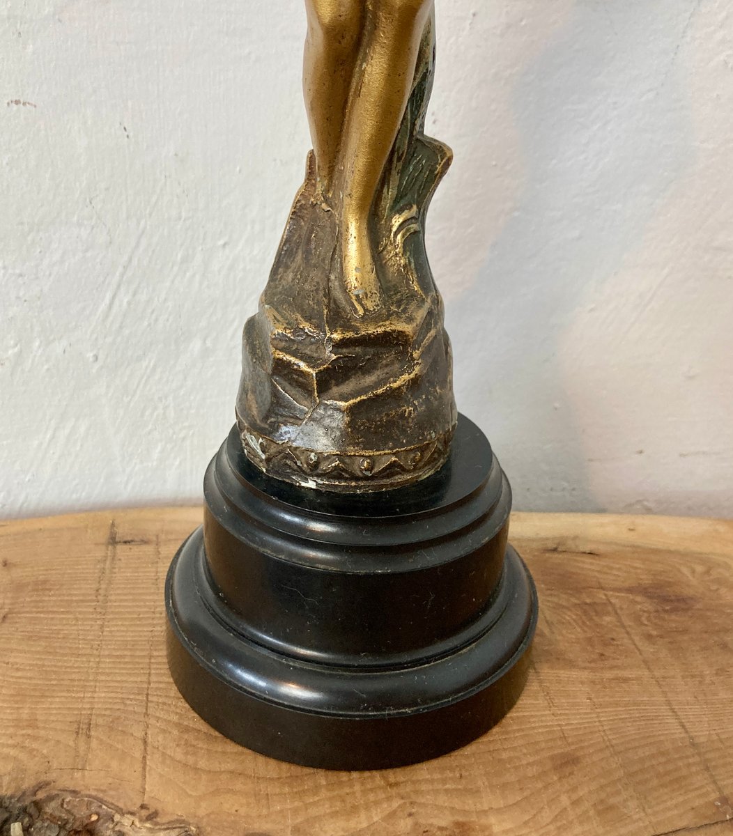 Art Deco Flapper Figure with Tambourine Sculpture, 1920s for sale at Pamono