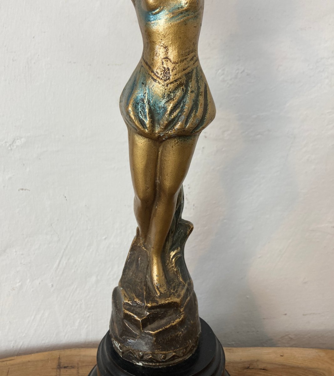 Art Deco Flapper Figure with Tambourine Sculpture, 1920s for sale at Pamono