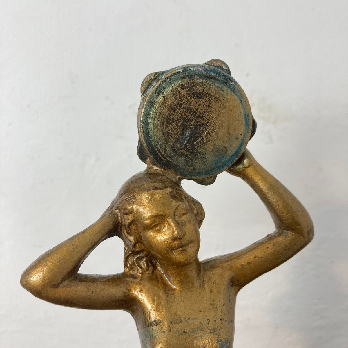 Art Deco Flapper Figure with Tambourine Sculpture, 1920s for sale at Pamono