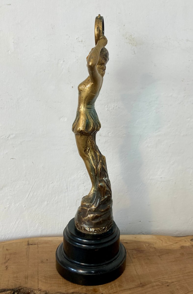 Art Deco Flapper Figure with Tambourine Sculpture, 1920s for sale at Pamono