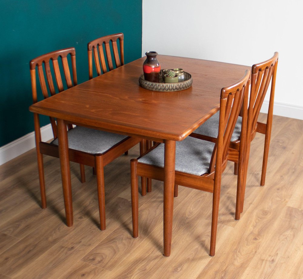 Dining Table & Chairs in Teak from Meredew, Set of 5 for sale at Pamono