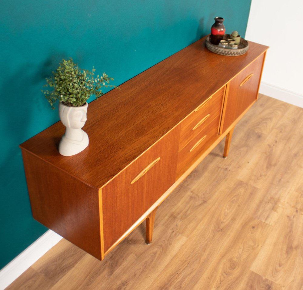 Long Mid-Century Sideboard with Sliding Doors in Teak, 1960s for sale ...