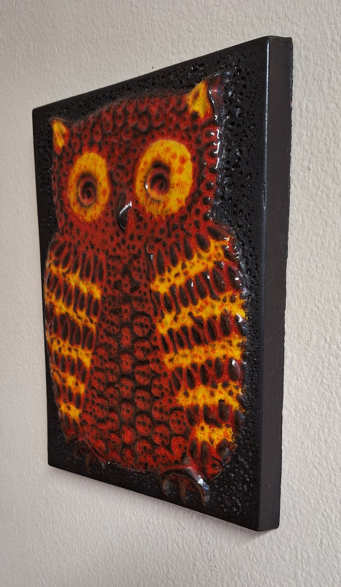 Vintage German Owl Wall Relief from Ceramano, 1970s for sale at Pamono