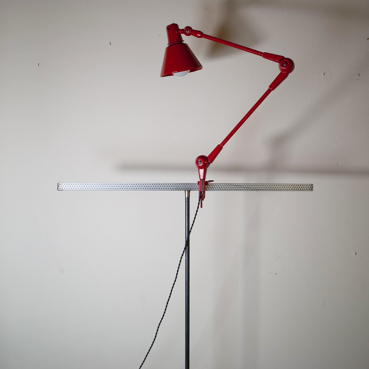 Articulated and Adjustable Technical Desk Lamp in Red Lacquered Metal ...
