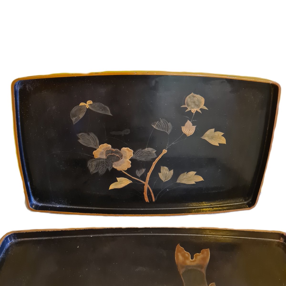 Mid 20th Century Japanese Wooden Lacquerware Trays, 1950s, Set of 2 for ...