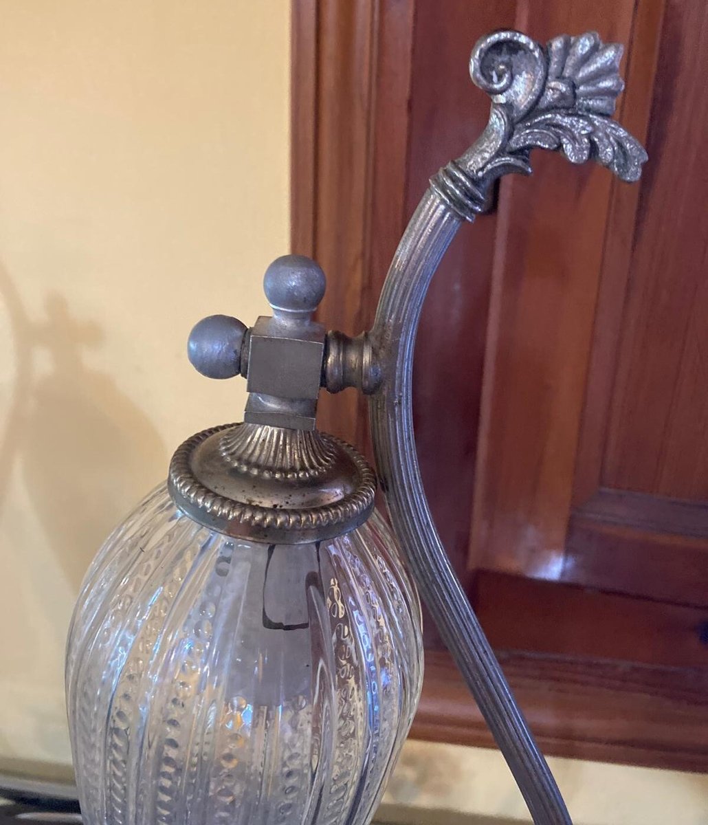 Neoclassical Table Lamps with Drop Glass Shades in Silver and Chrome ...