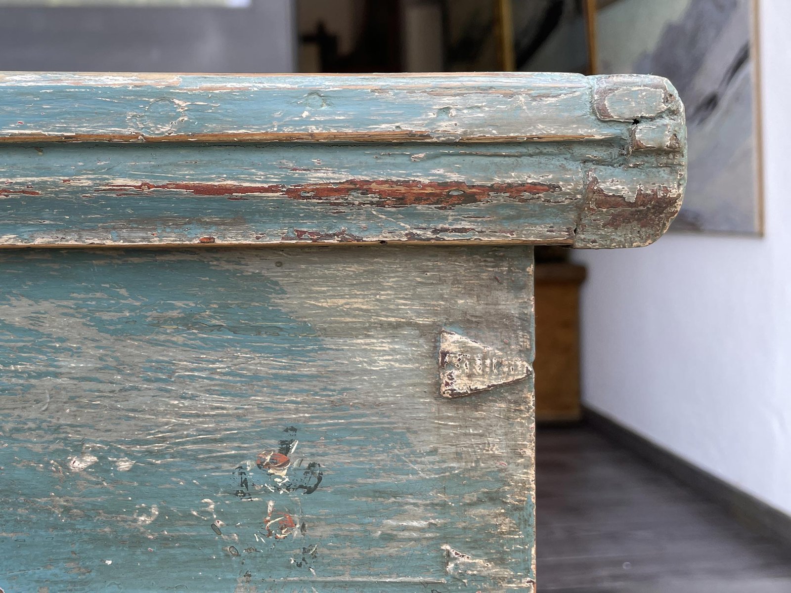 Small Tyrolean Blue Chest for sale at Pamono