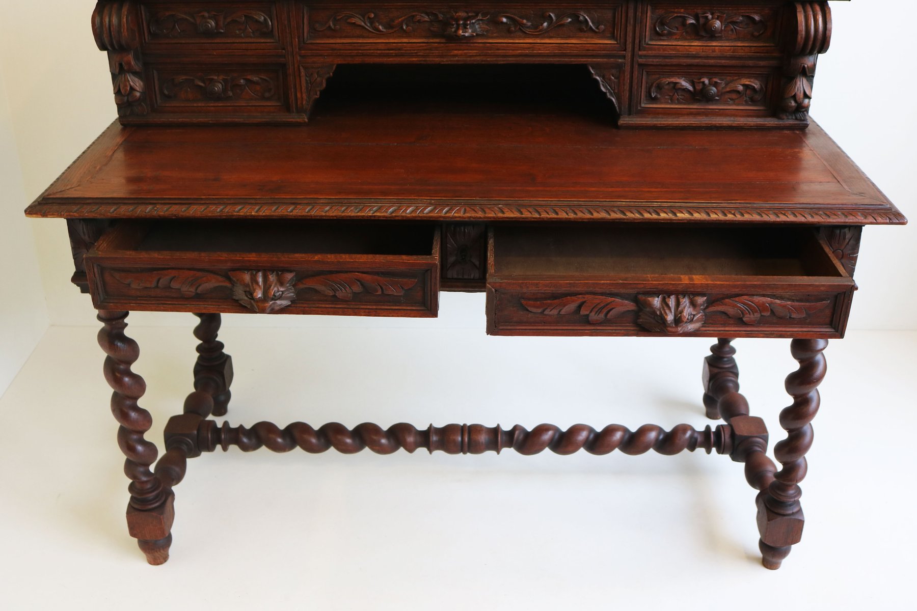 19th Century Renaissance Revival French Oak Writing Desk, 1870s for ...