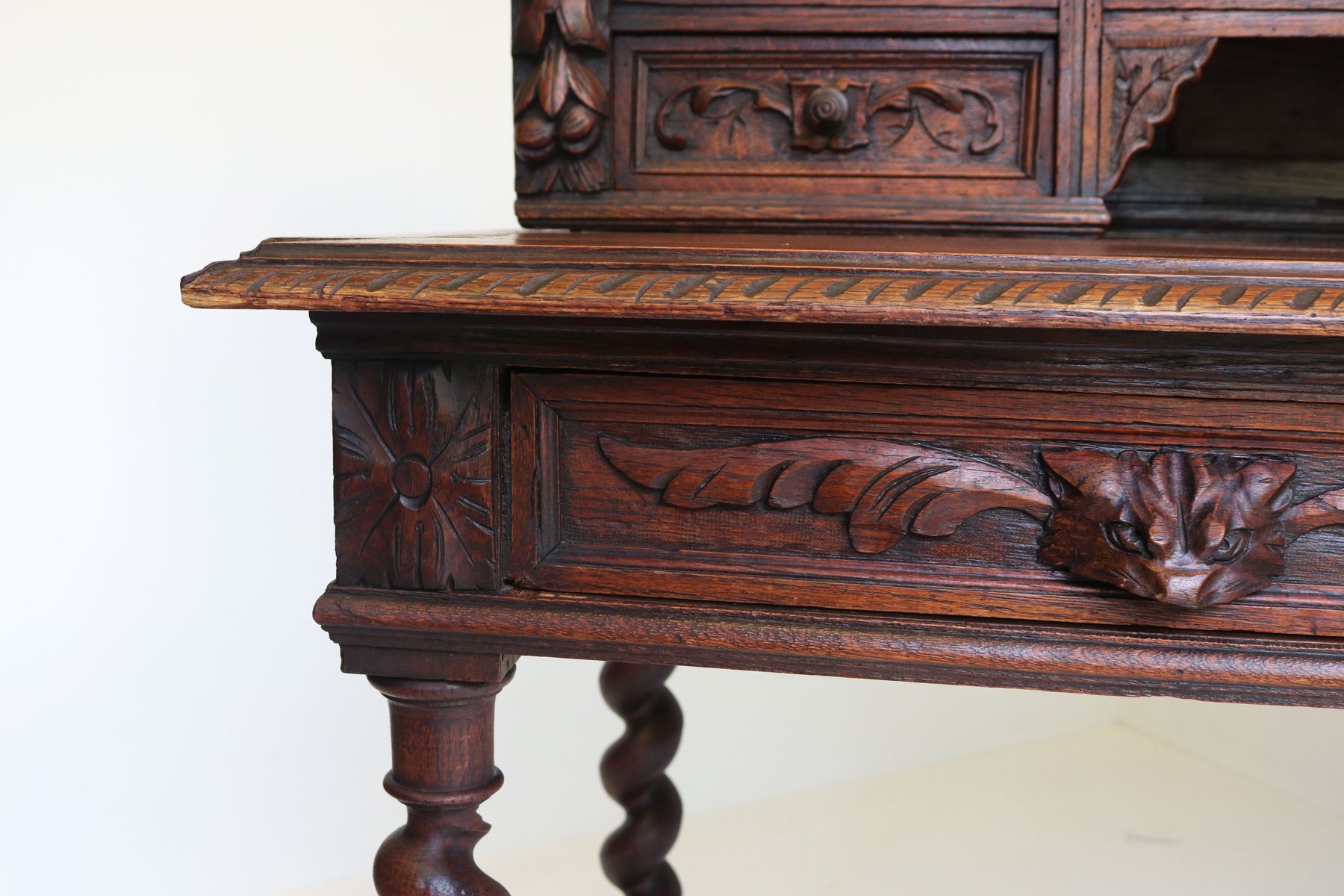 19th Century Renaissance Revival French Oak Writing Desk, 1870s for ...