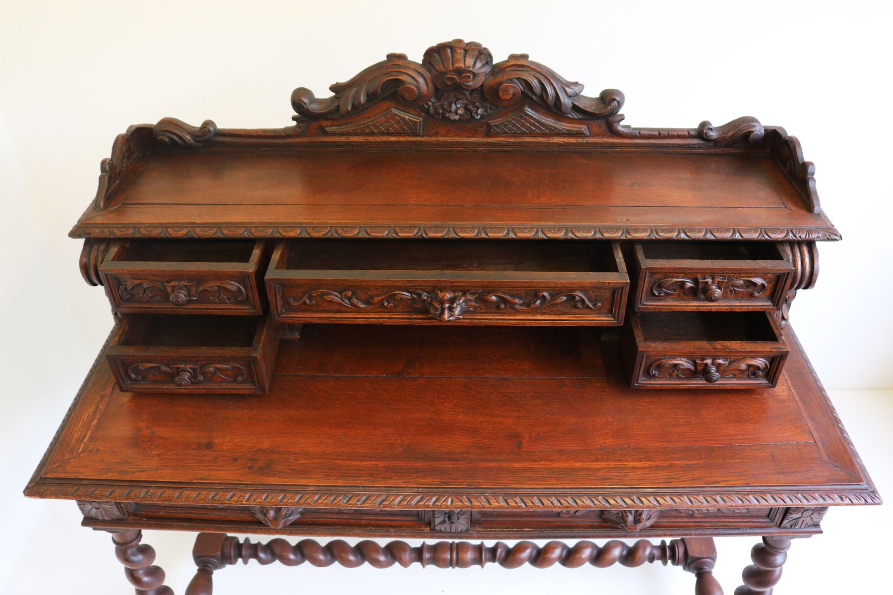 19th Century Renaissance Revival French Oak Writing Desk, 1870s for ...