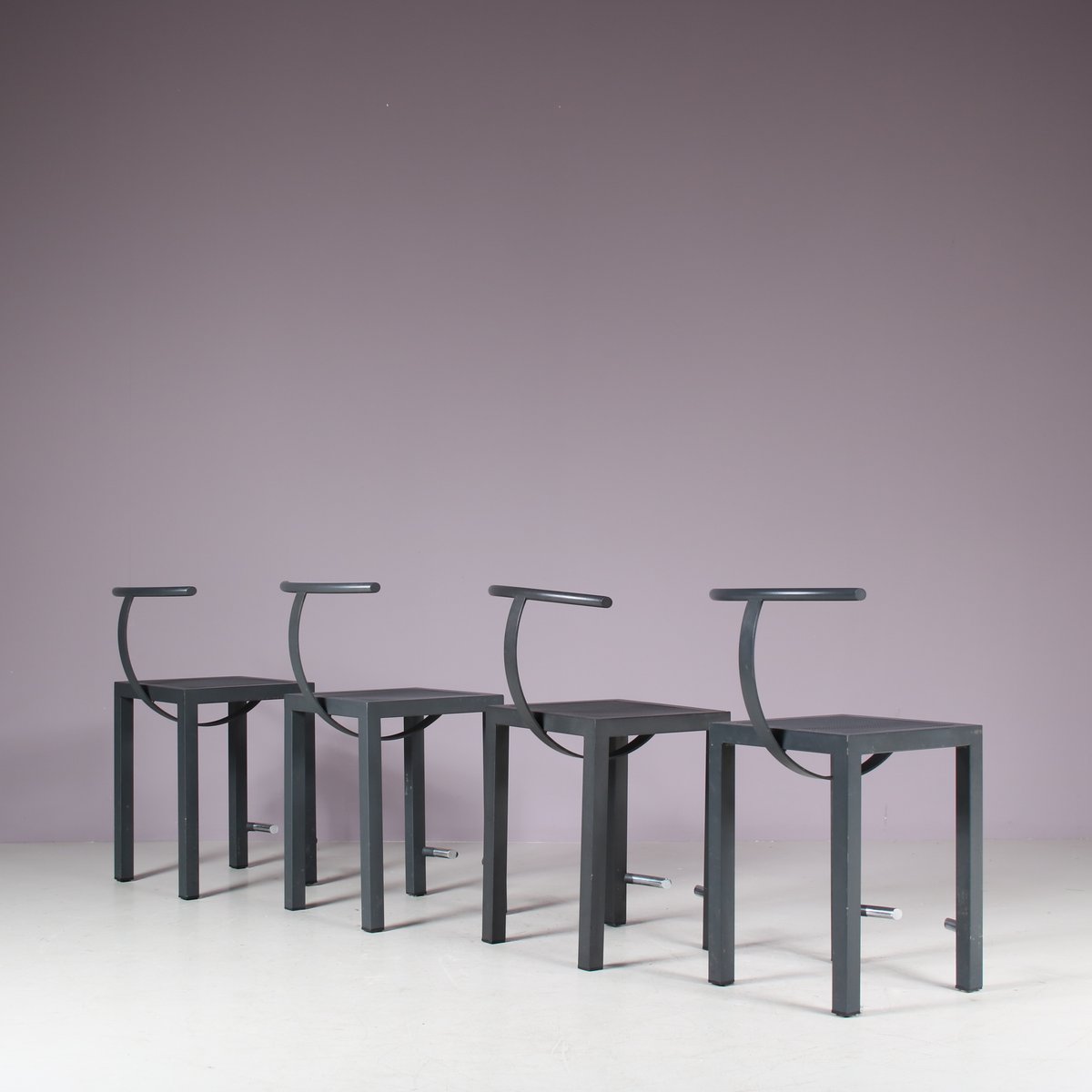 Vintage French Low Bar Stools by Philippe Starck for Aleph Ubik, 1980s ...