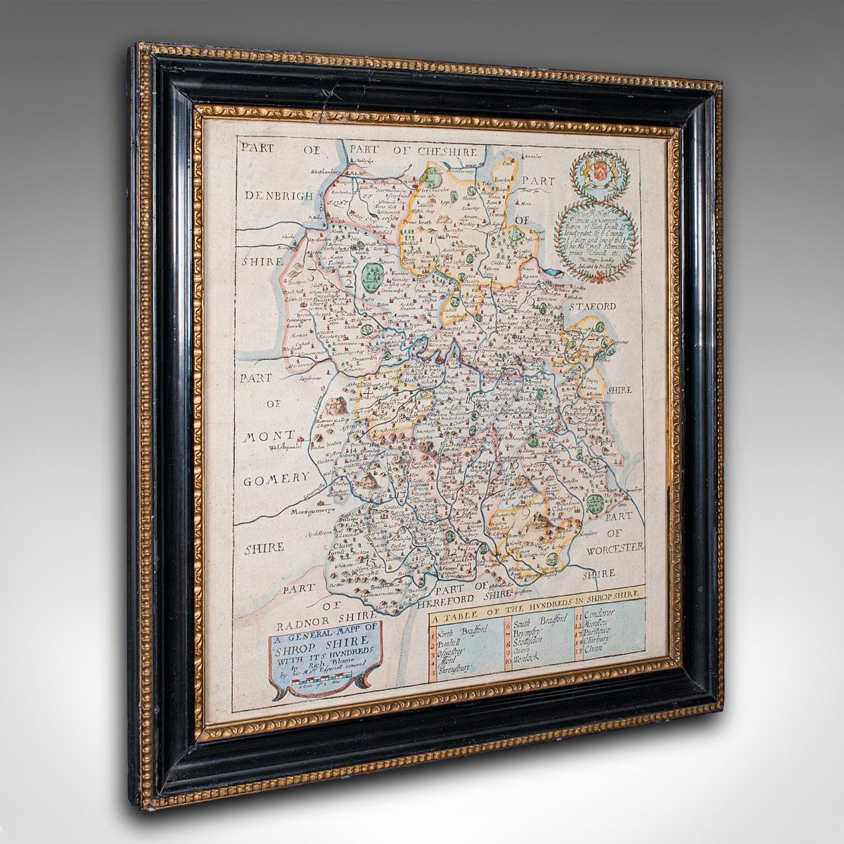 Antique English County Map by Richard Blome, 1673 for sale at Pamono