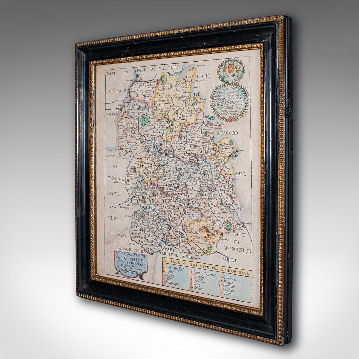 Antique English County Map by Richard Blome, 1673 for sale at Pamono