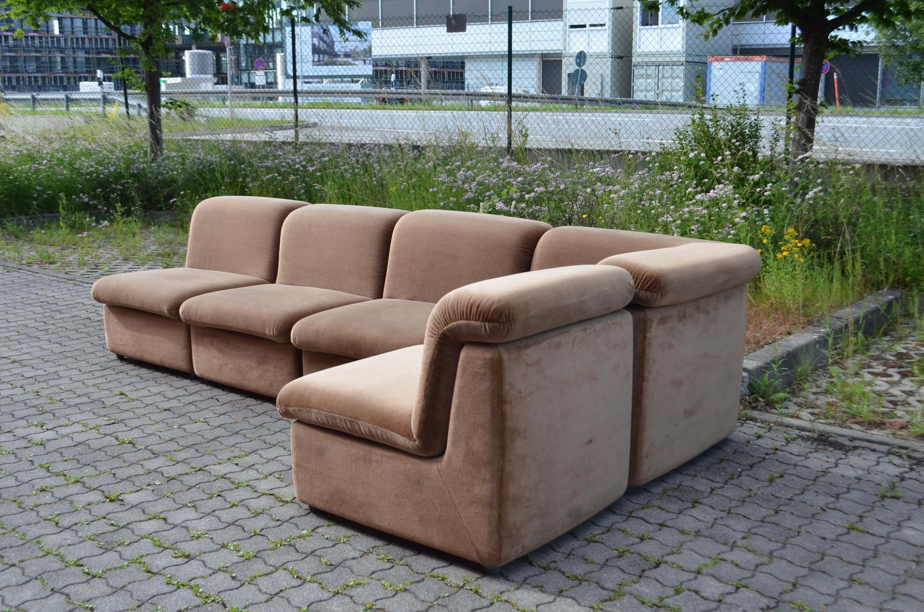Vintage Brown Modular Sofa, 1970s, Set of 5 for sale at Pamono