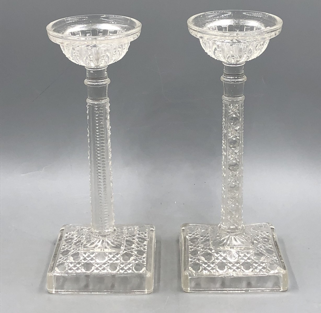 Candlesticks in Pressed Glass from Streit, Germany, 1930s, Set of 2 for ...