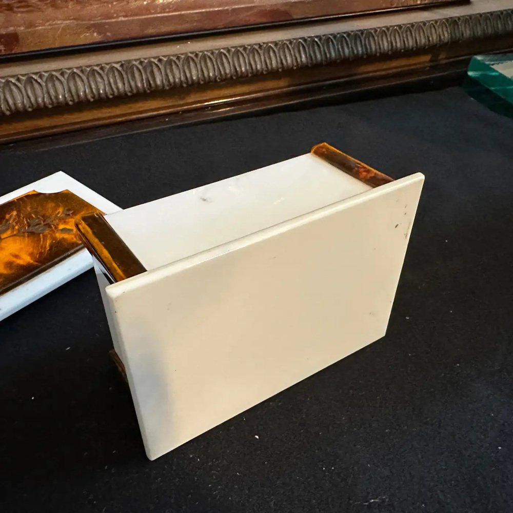 Modern Italian White and Fake Tortoise Shell Acrylic Rectangular Vanity Box, 1970s for sale at ...