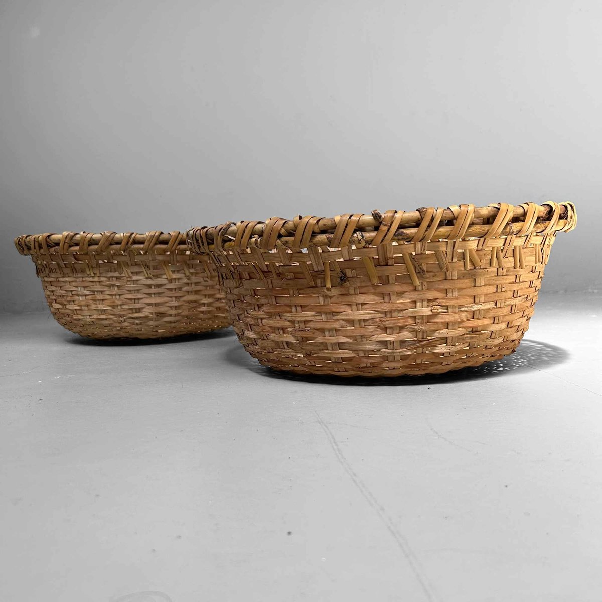 Vintage Japanese Handwoven Bamboo Baskets, 1960s, Set of 2 for sale at ...