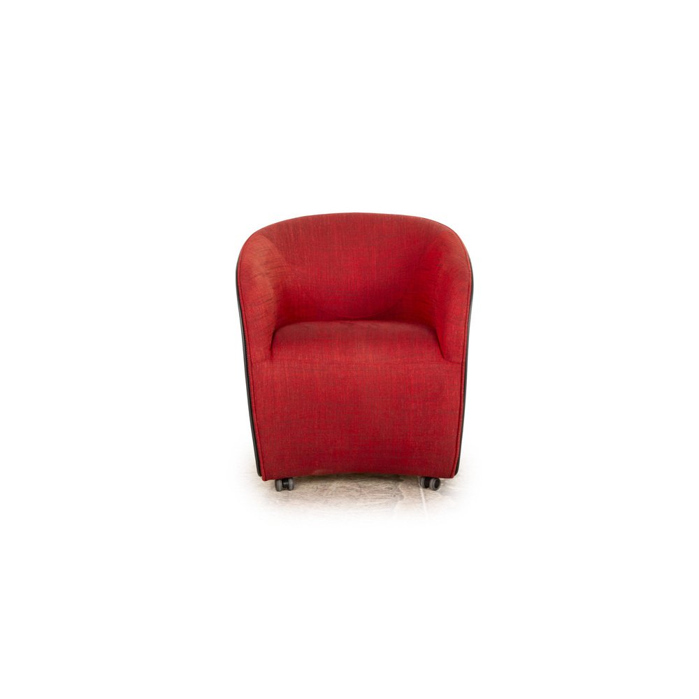 Red Calla Armchair with Leather Body in Brown on Wheels from Zanotta ...