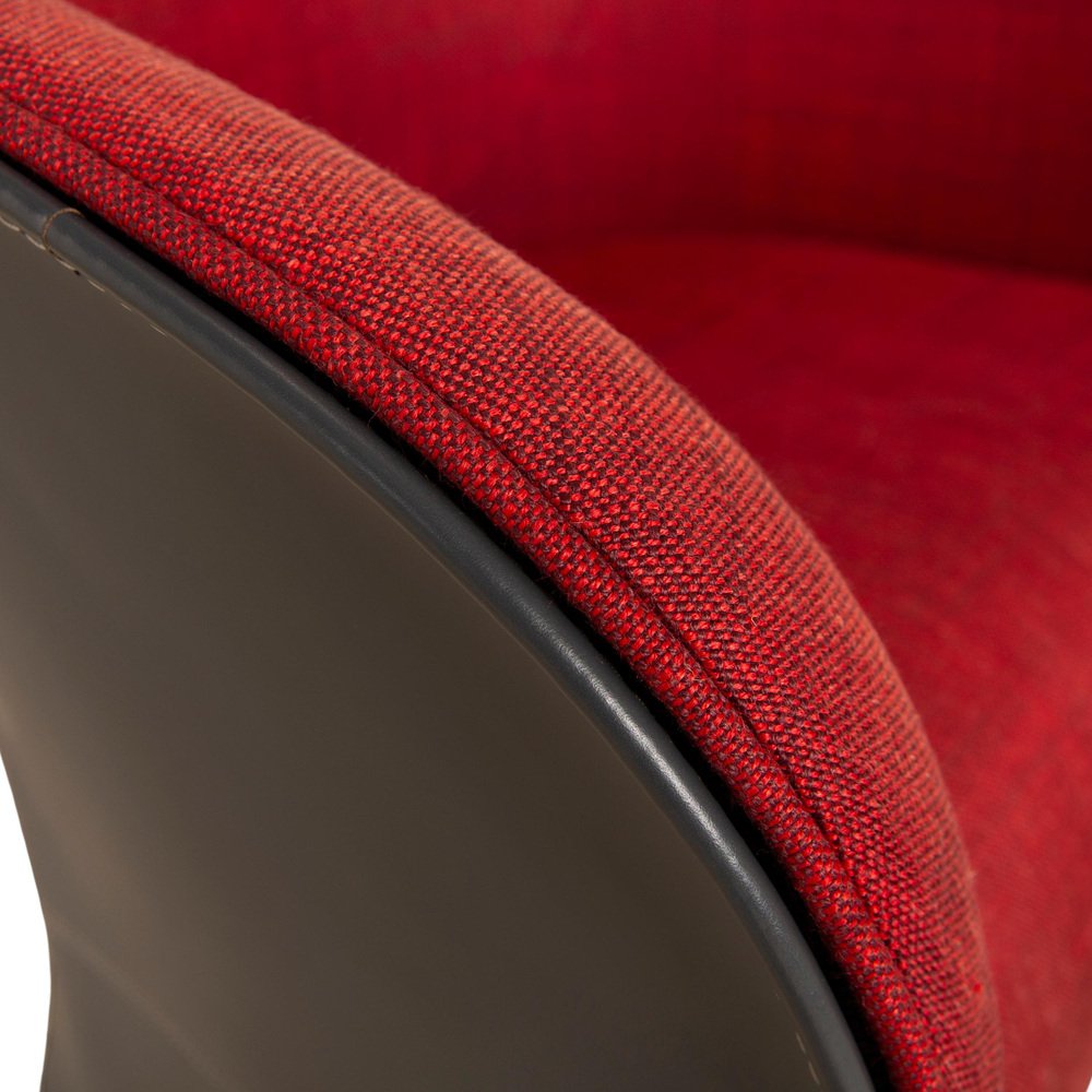 Red Calla Armchair with Leather Body in Brown on Wheels from Zanotta ...