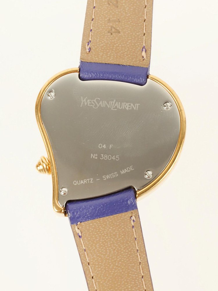Gold & Purple Heart Logo Face Watch from Yves Saint Laurent for sale at ...