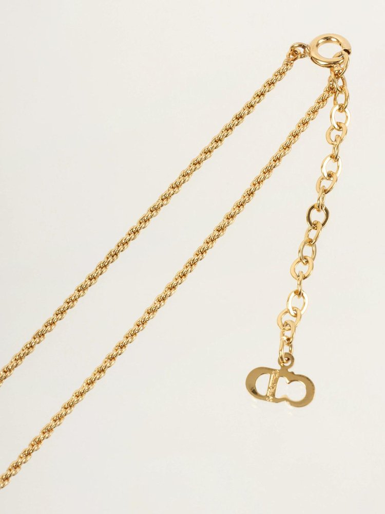 Rhinestone Logo Cutout Necklace in Gold from Christian Dior for sale at ...