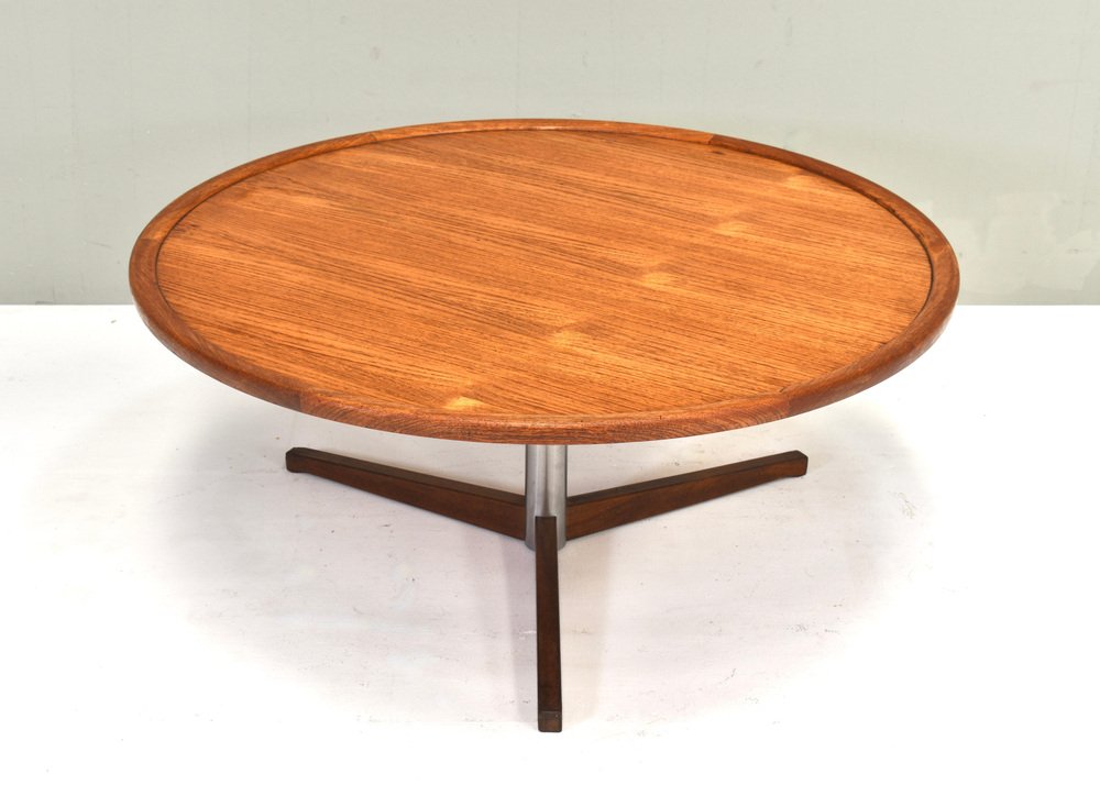 Vintage Dutch Round Coffee Table in Teak by Martin Visser for Spectrum ...