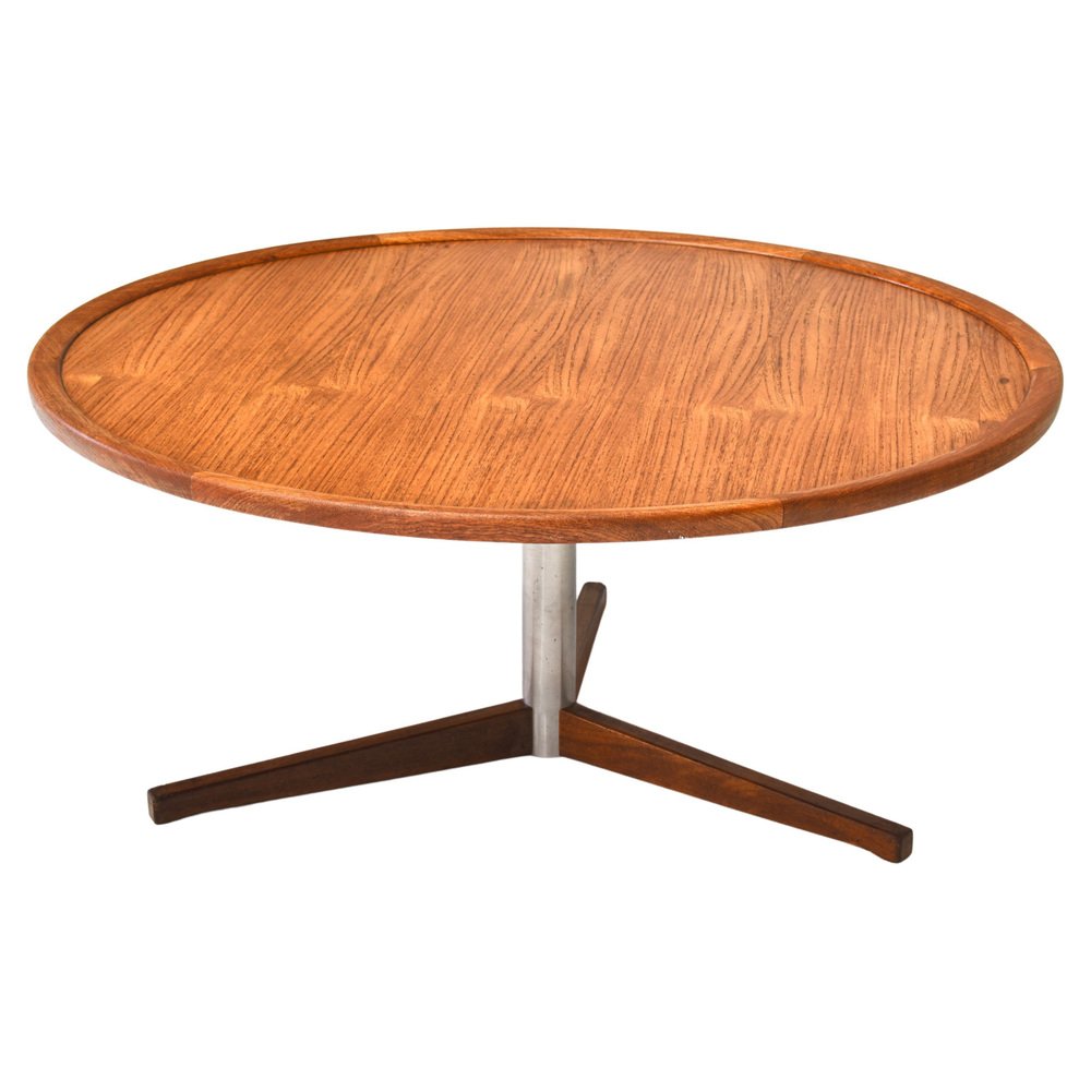 Vintage Dutch Round Coffee Table in Teak by Martin Visser for Spectrum ...