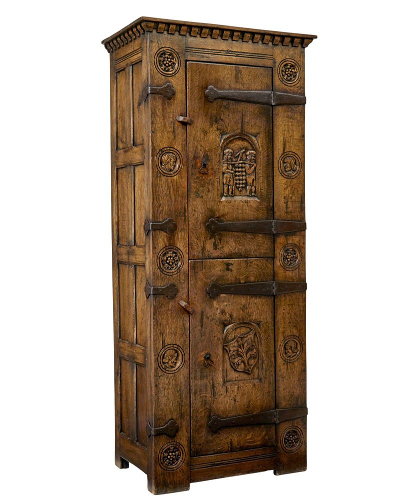 Mid-Century Gothic Revival Carved Oak Hall Cupboard, 1960s for sale at ...