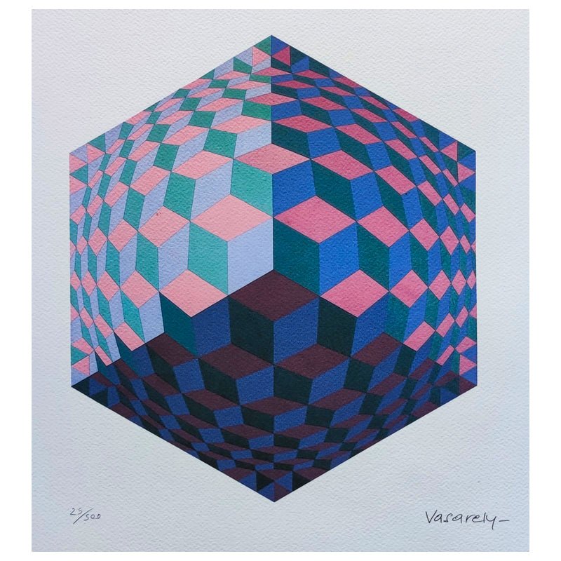 Victor Vasarely, Op Art Composition, 1970s, Lithograph for sale at Pamono