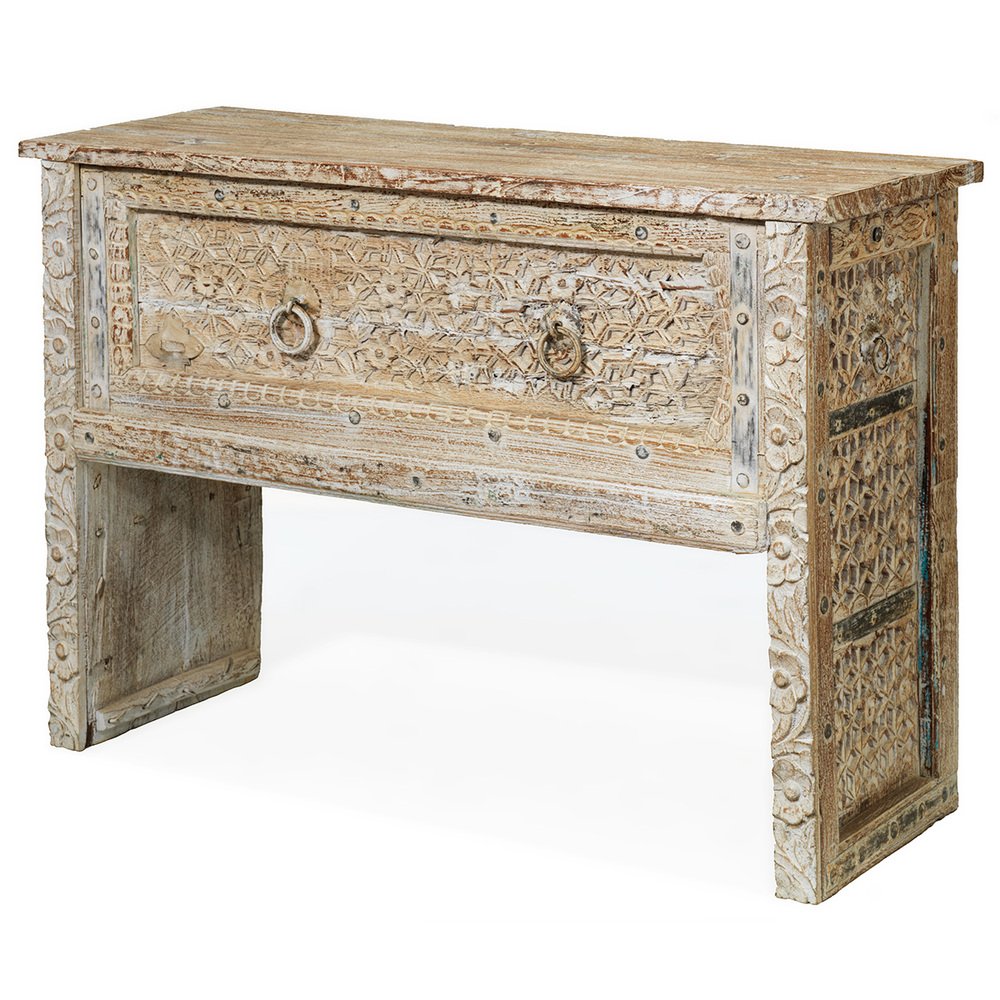 Carved Cream Single Drawer Chest, 1950s for sale at Pamono