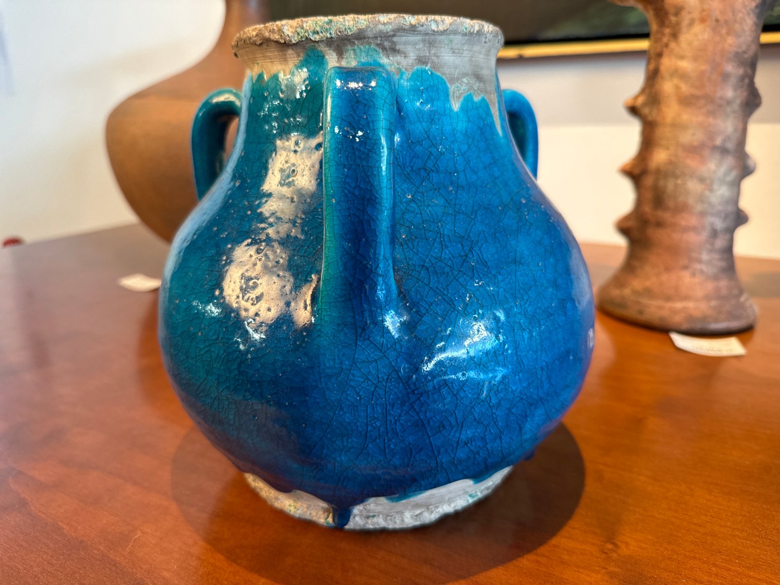 Turquoise Blue Ceramic Vase for sale at Pamono