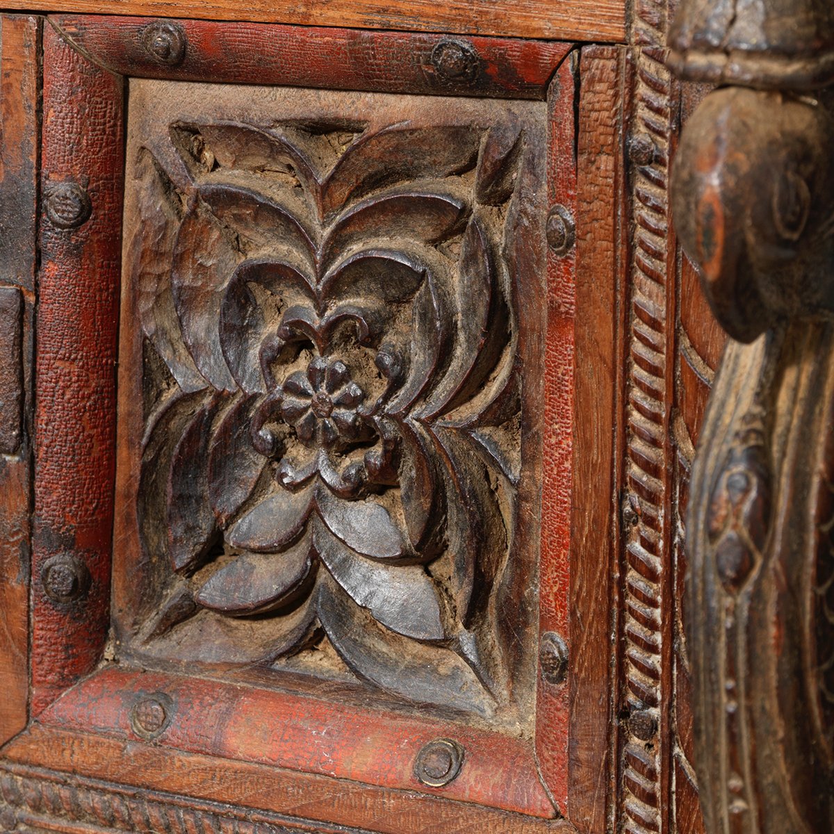 Brown Carved Dowry Chest for sale at Pamono