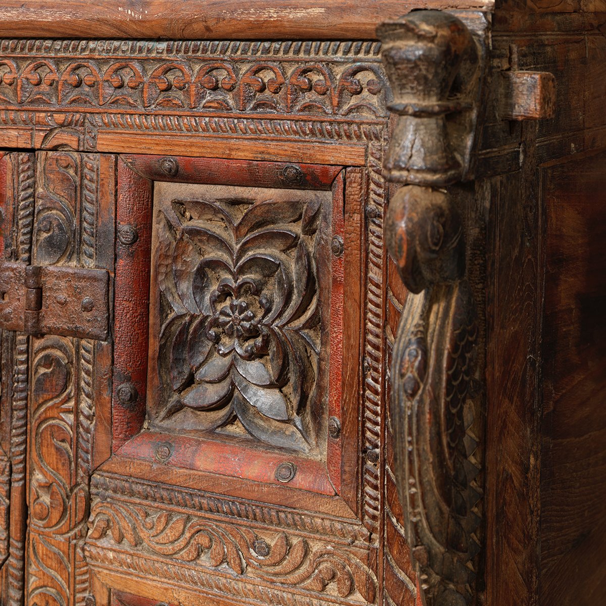 Brown Carved Dowry Chest for sale at Pamono