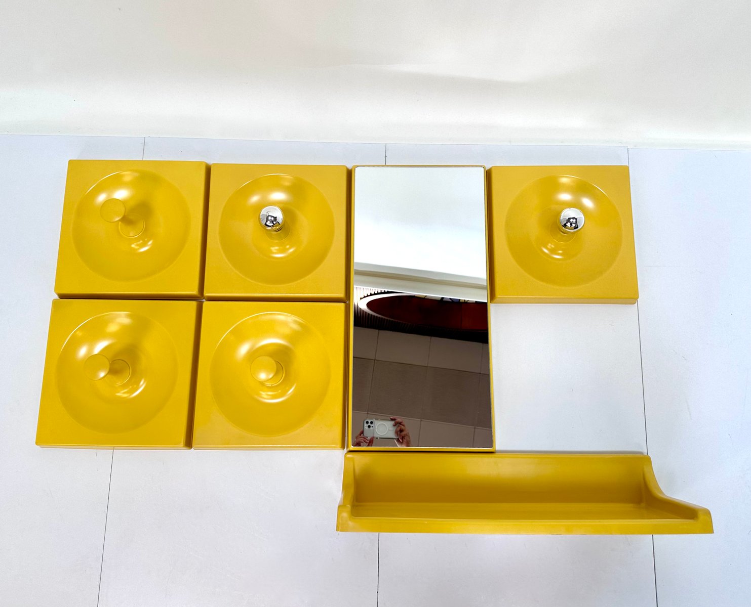 Space Age Illuminated Quadro Modular Wall Panel Coat Rack System with ...