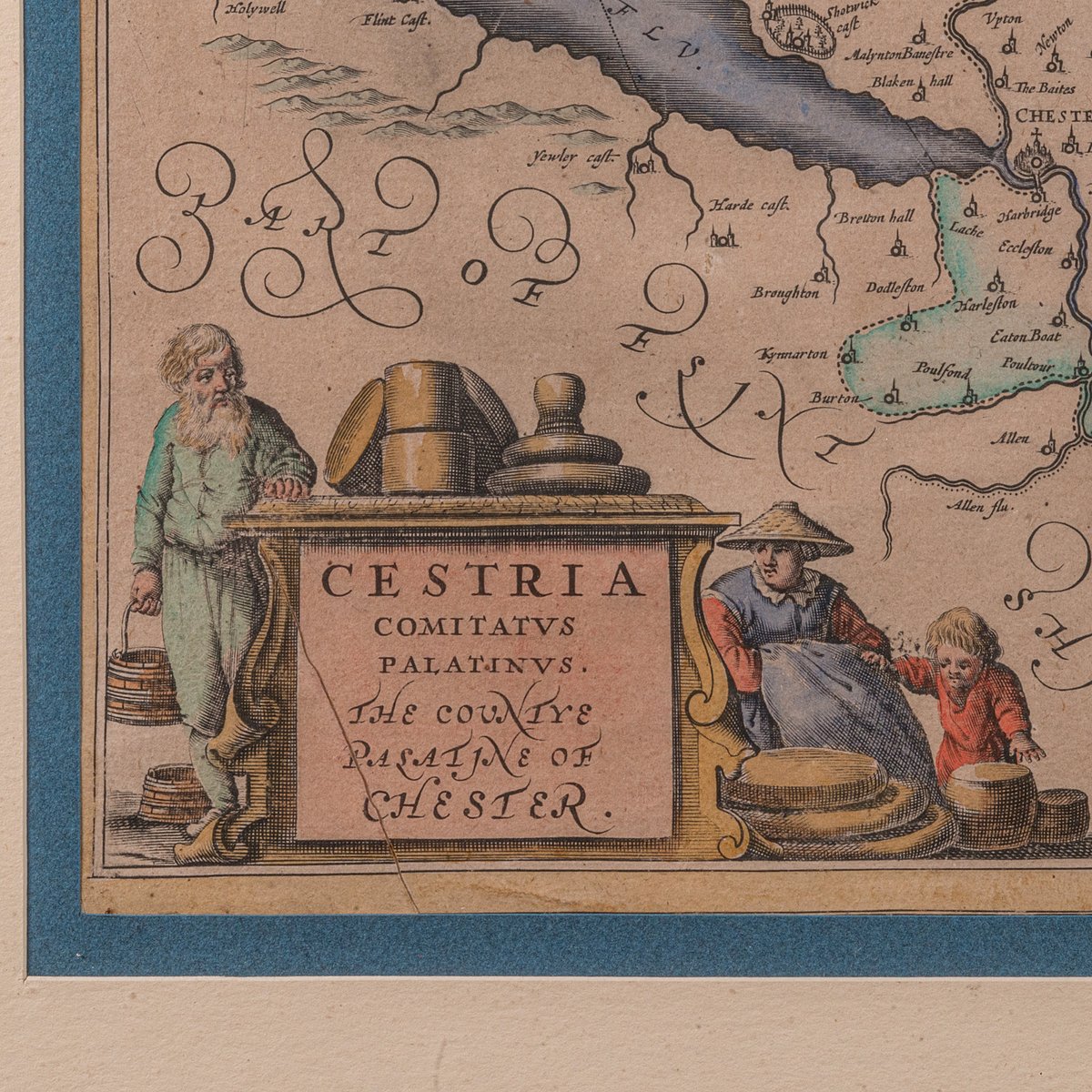 Dutch County Map of Cheshire by Janssonius, 1660s for sale at Pamono