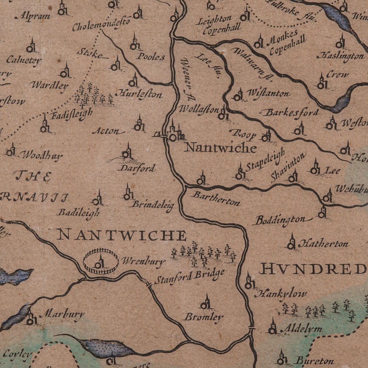 Dutch County Map of Cheshire by Janssonius, 1660s for sale at Pamono
