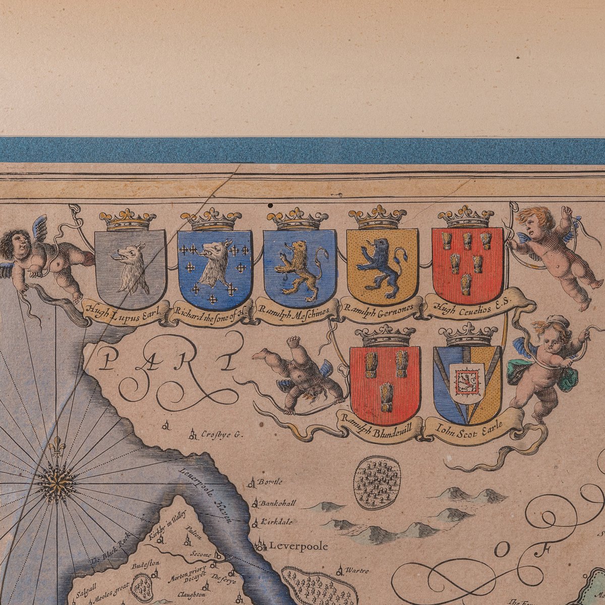 Dutch County Map of Cheshire by Janssonius, 1660s for sale at Pamono