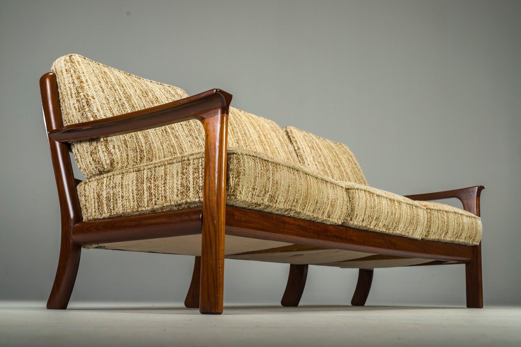 Mid-Century Sofa 3 - Seater in Afromosia Wood, 1960s for sale at Pamono