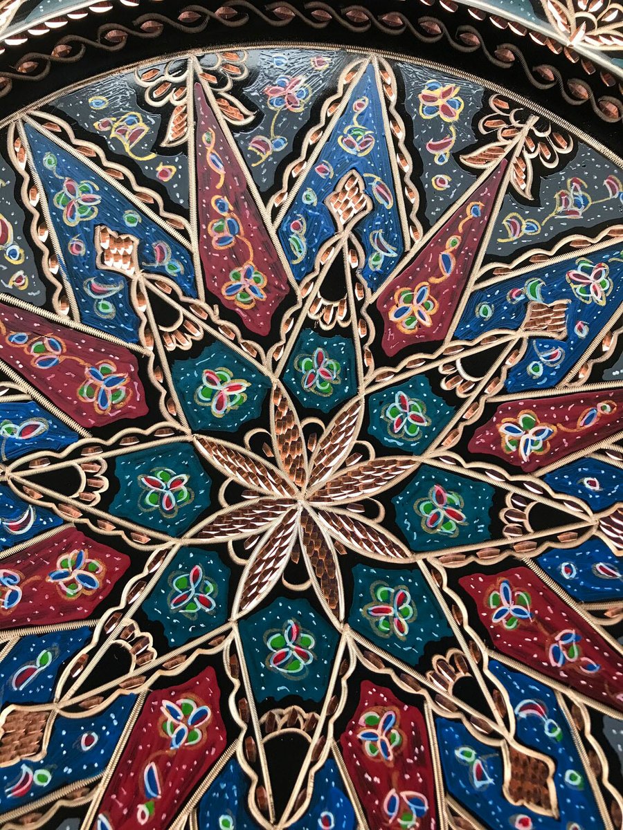 Hand Painted Copper Serving Tray for sale at Pamono